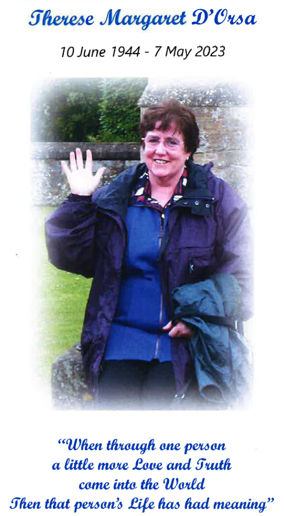 The passing of Prof Therese D’Orsa – BBI